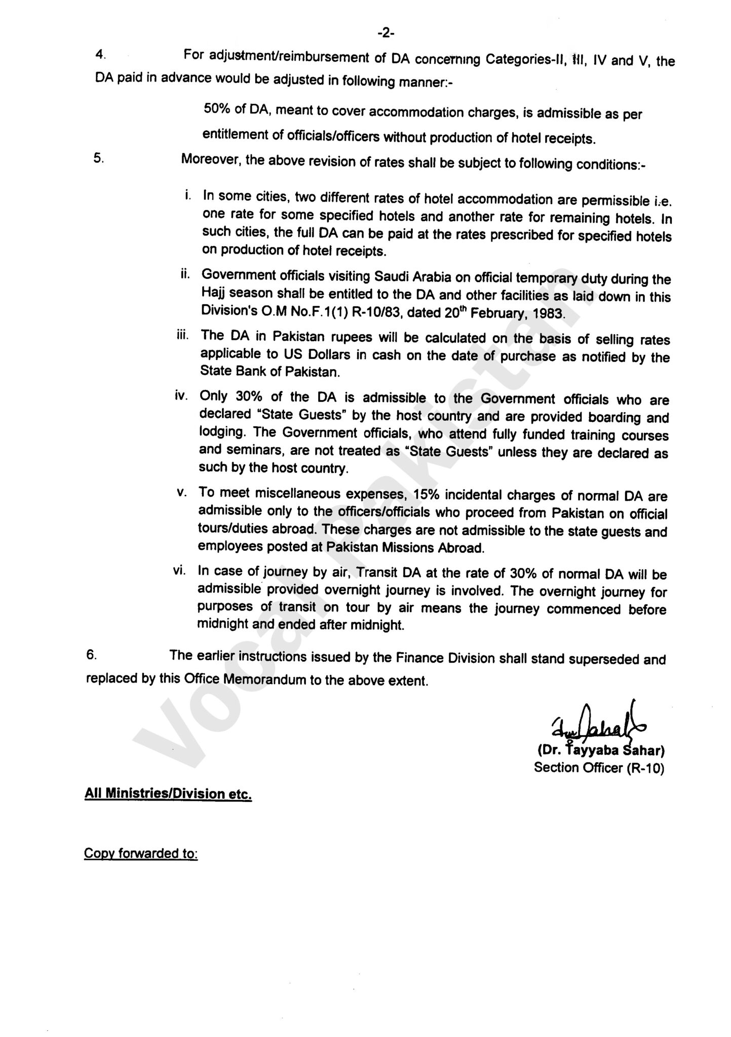 Revision of the Rates of Daily Allowance admissible to Officials and ...