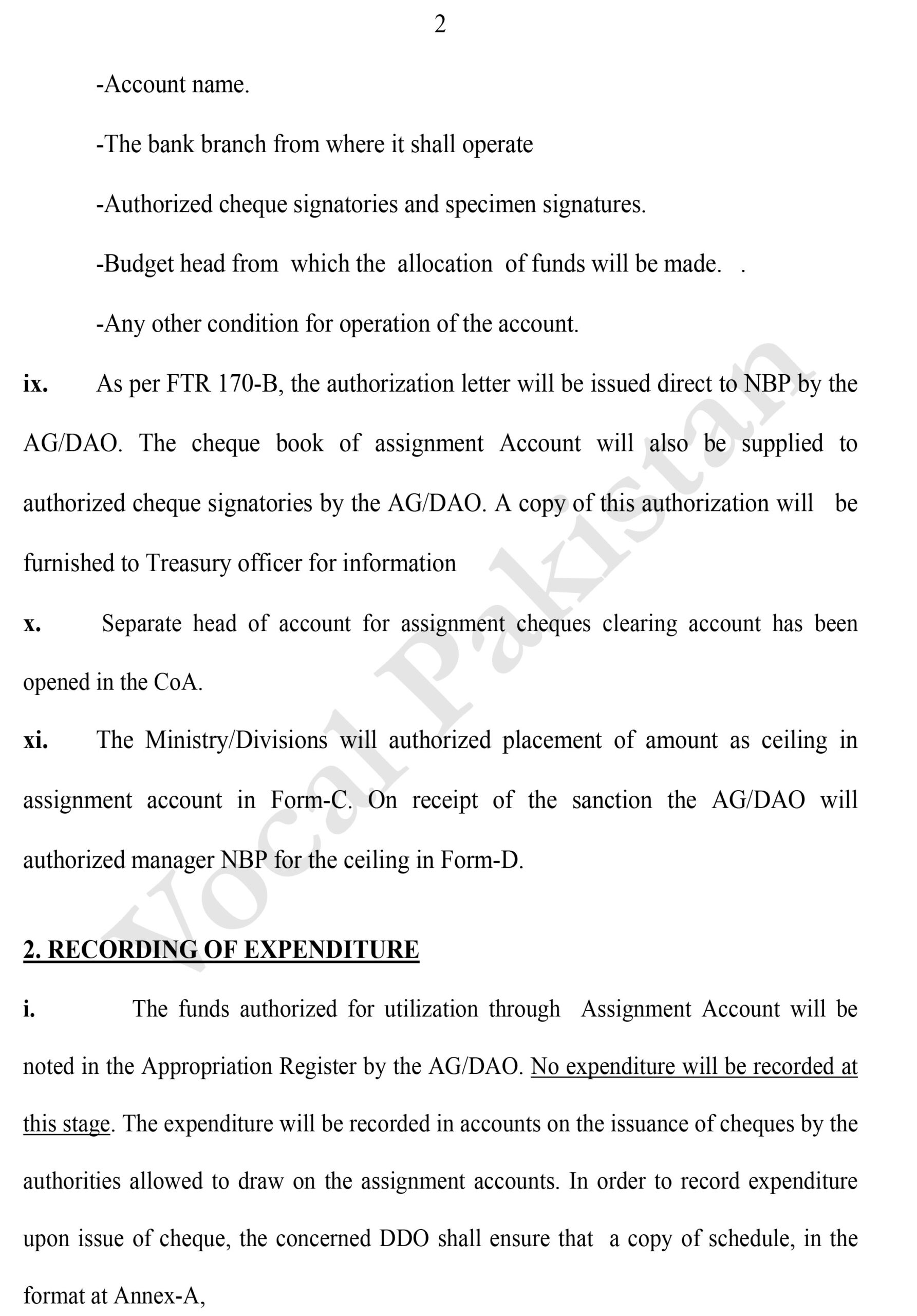 Revised Procedure For Operation Of Assignment Accounts Of Federal ...