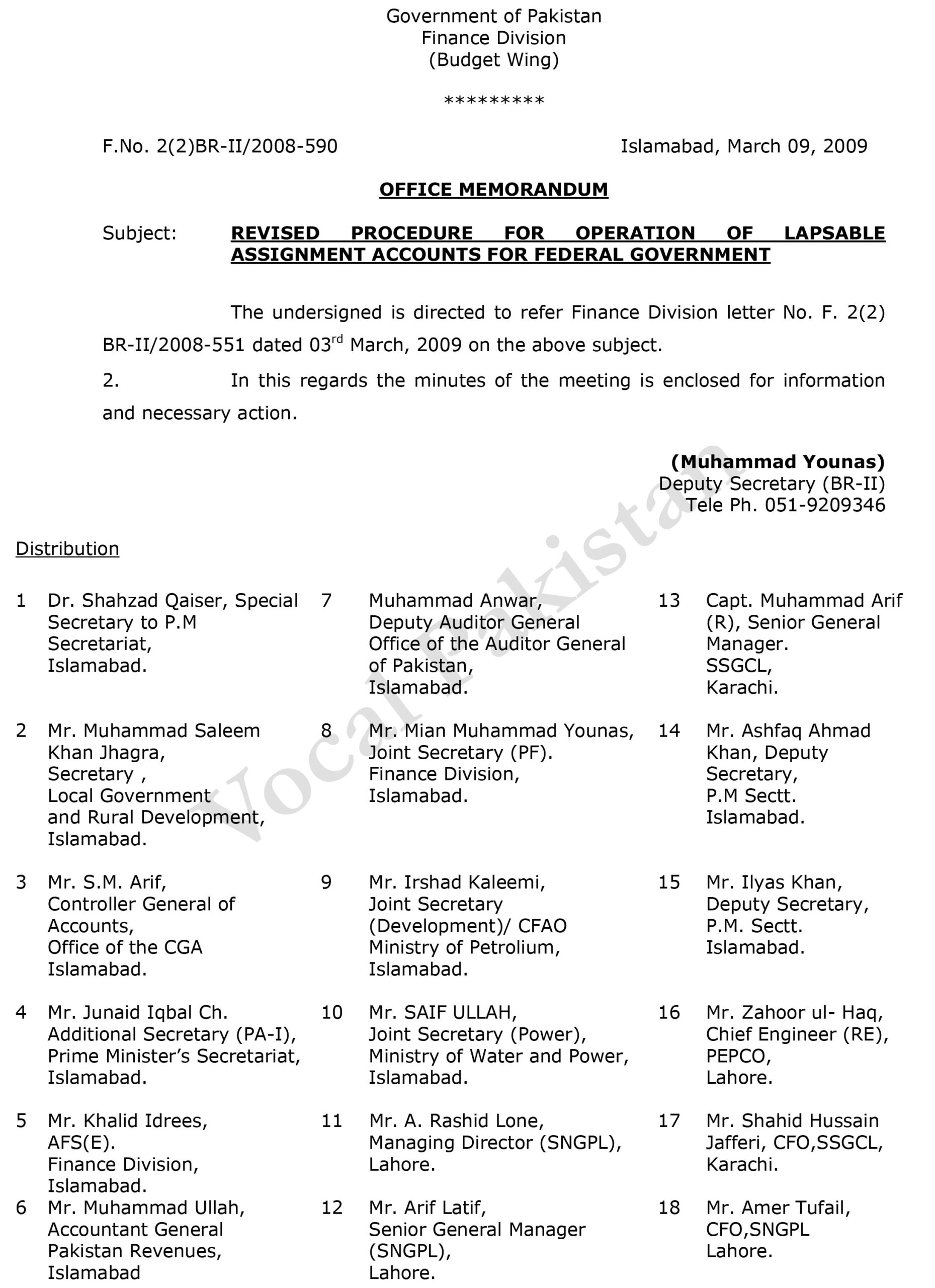 Revised Procedure For Operation Of Lapsable Assignment Accounts For ...