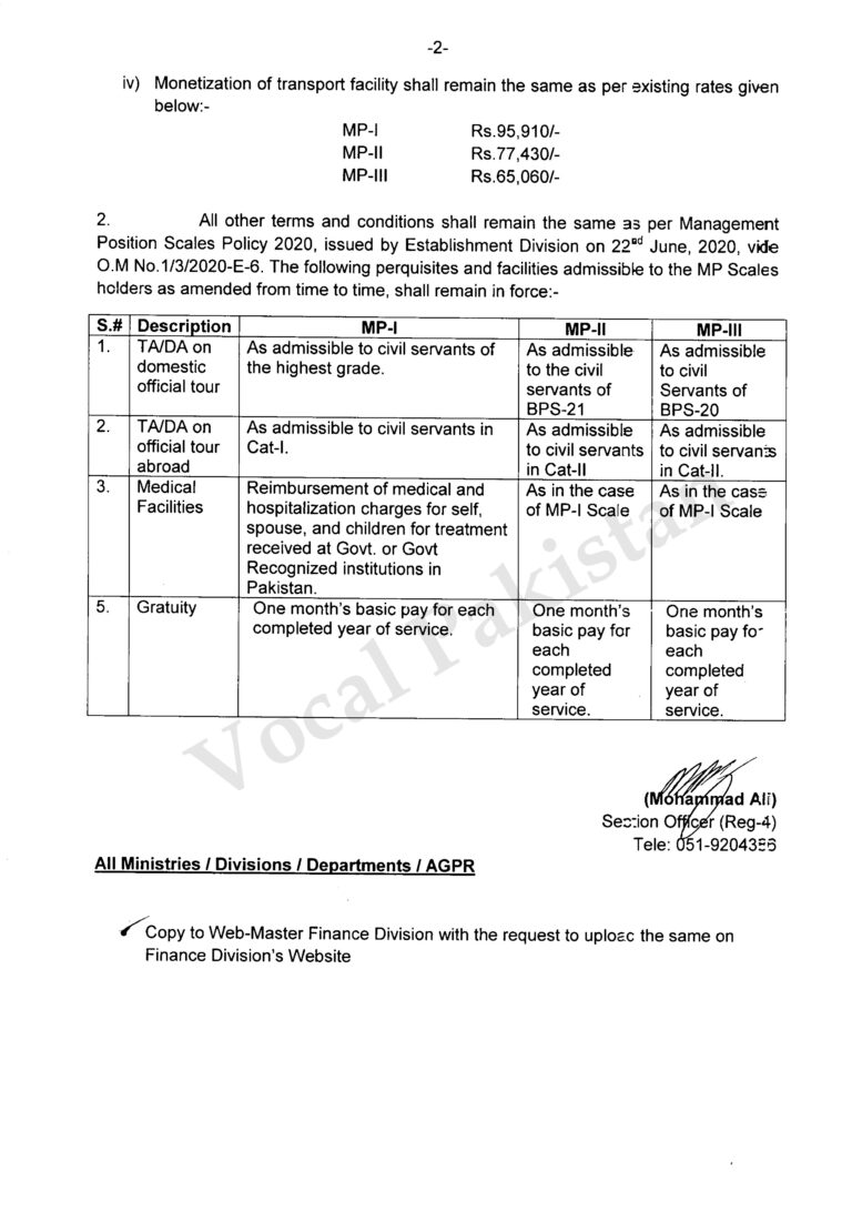 Revision of Management Position Scales (MP-I, MP-II, MP-III) - Vocal ...