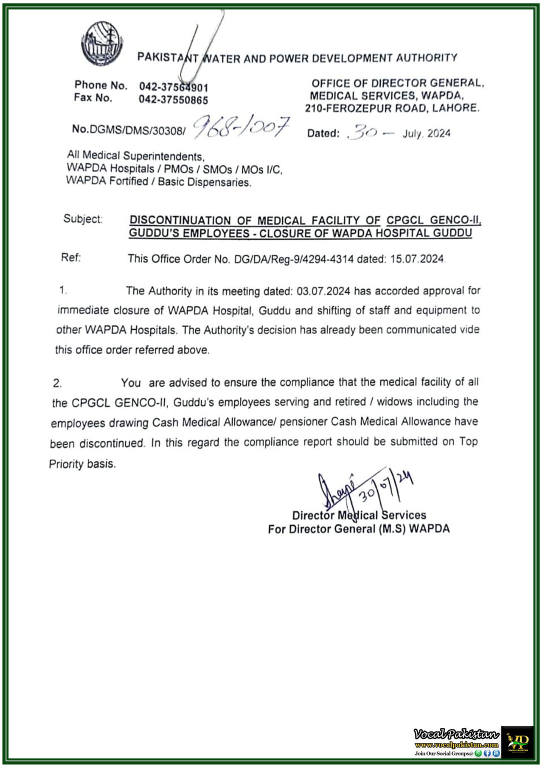 Immediate Closure of WAPDA Hospital Guddu: Impact on Medical Allowance ...
