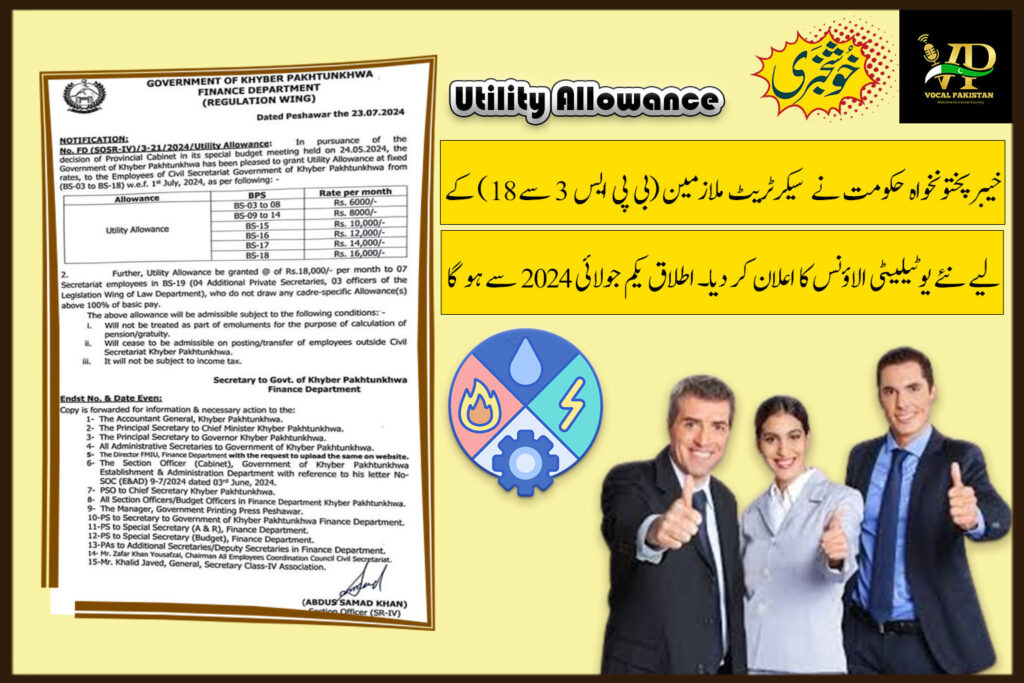 Khyber Pakhtunkhwa Announces New Utility Allowance for Civil ...