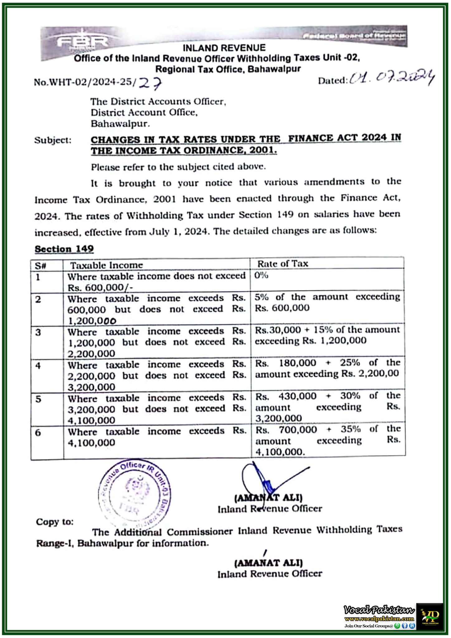 Updated Withholding Tax Rates on Salaries Effective July 2024 ...