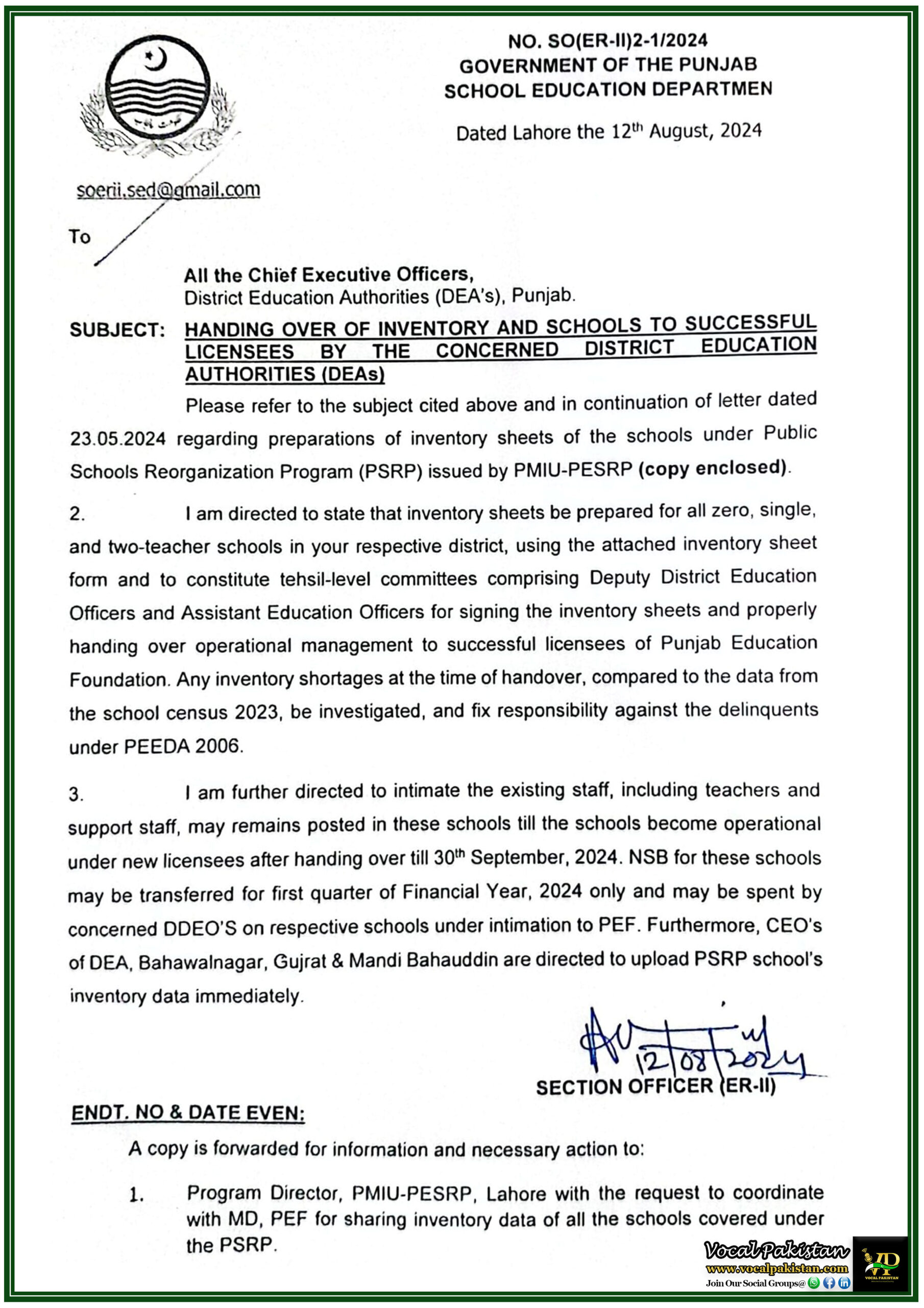 District Education Authorities Directed to Transfer School Management ...