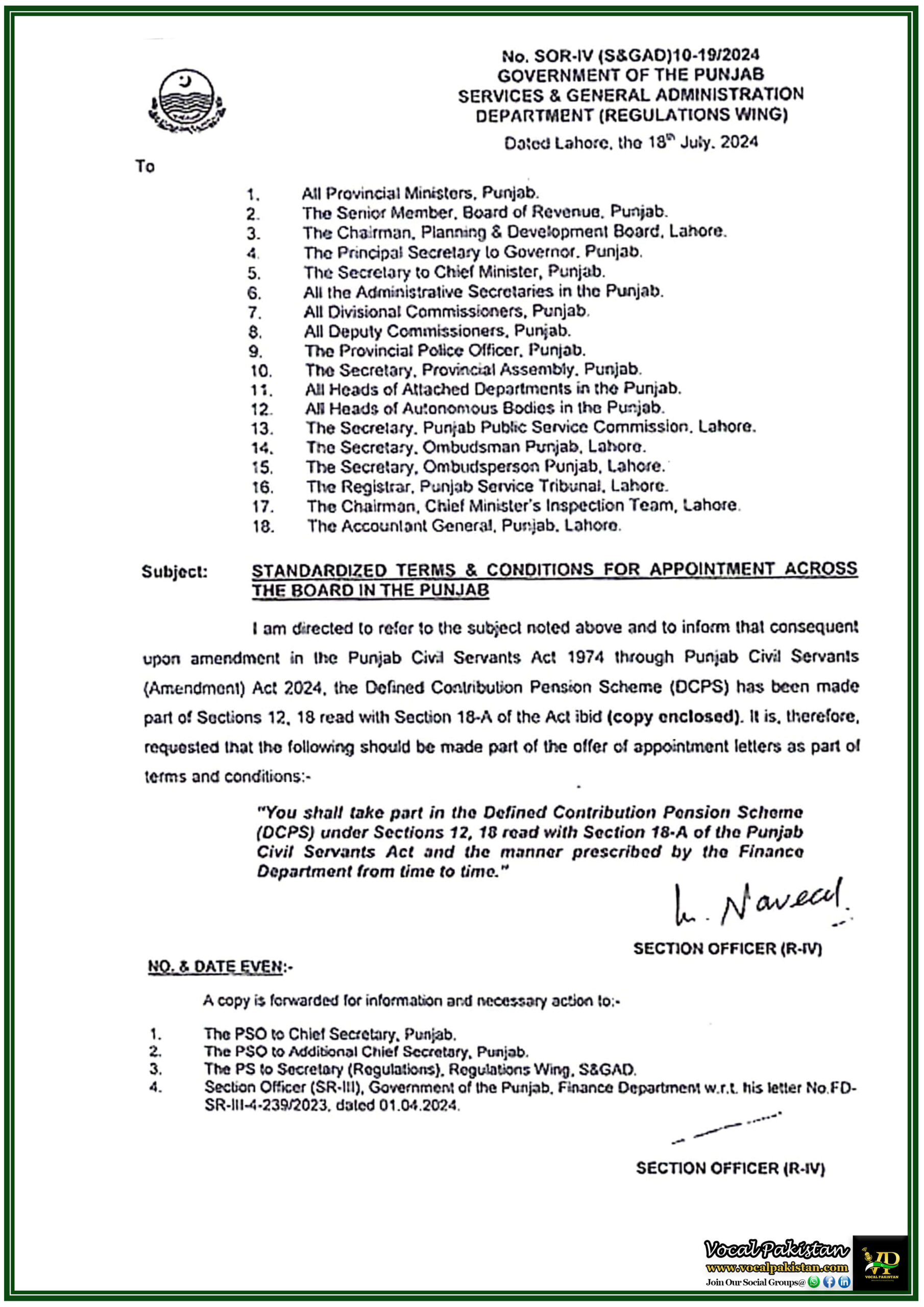 Punjab Government Introduces Standardized Terms for Appointments ...