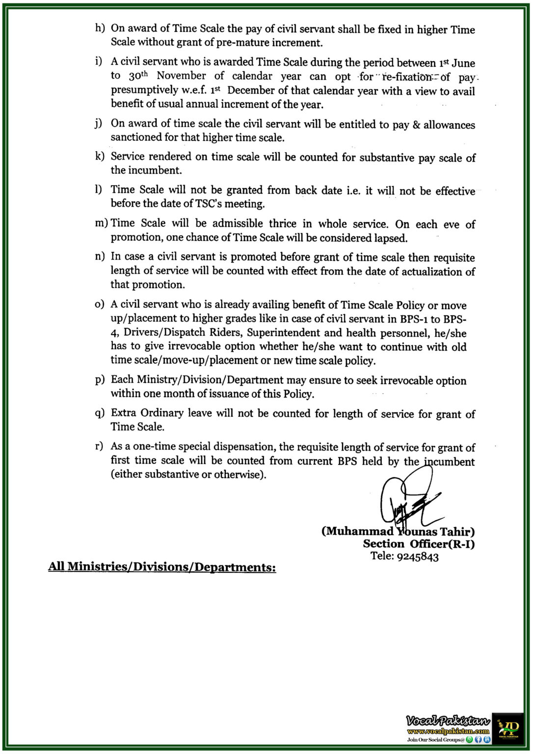 Federal Government Approves Time Scale Advancement for BPS-1 to BPS-16 ...