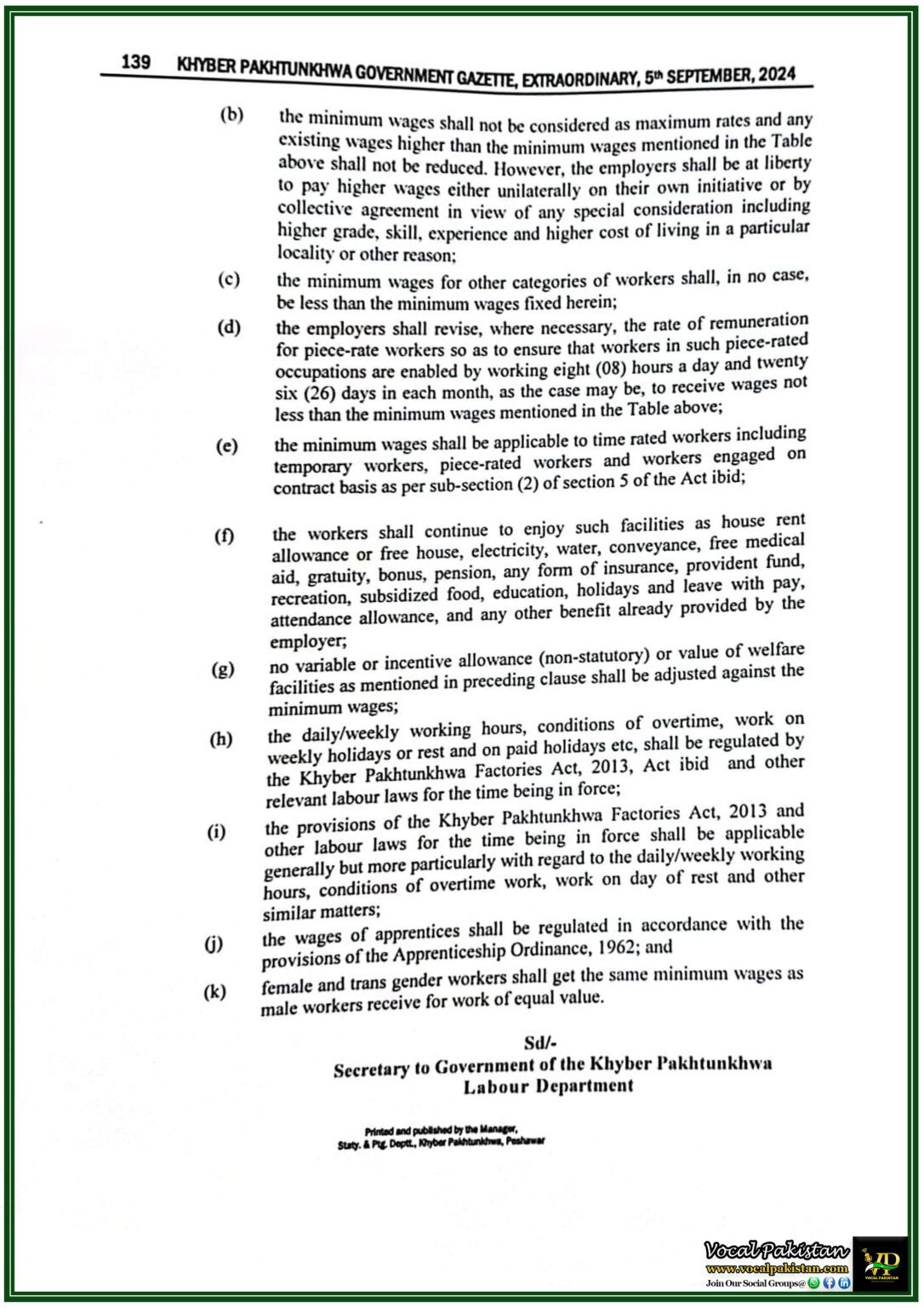 Khyber Pakhtunkhwa Government Revises Minimum Wages for Industrial and ...