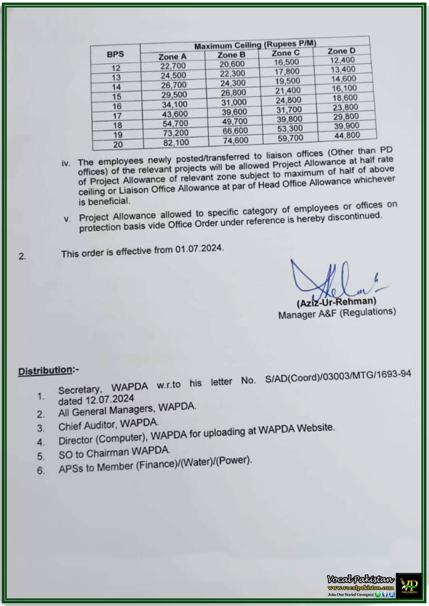 WAPDA Introduces Project Allowance with Updated Rates for Development ...