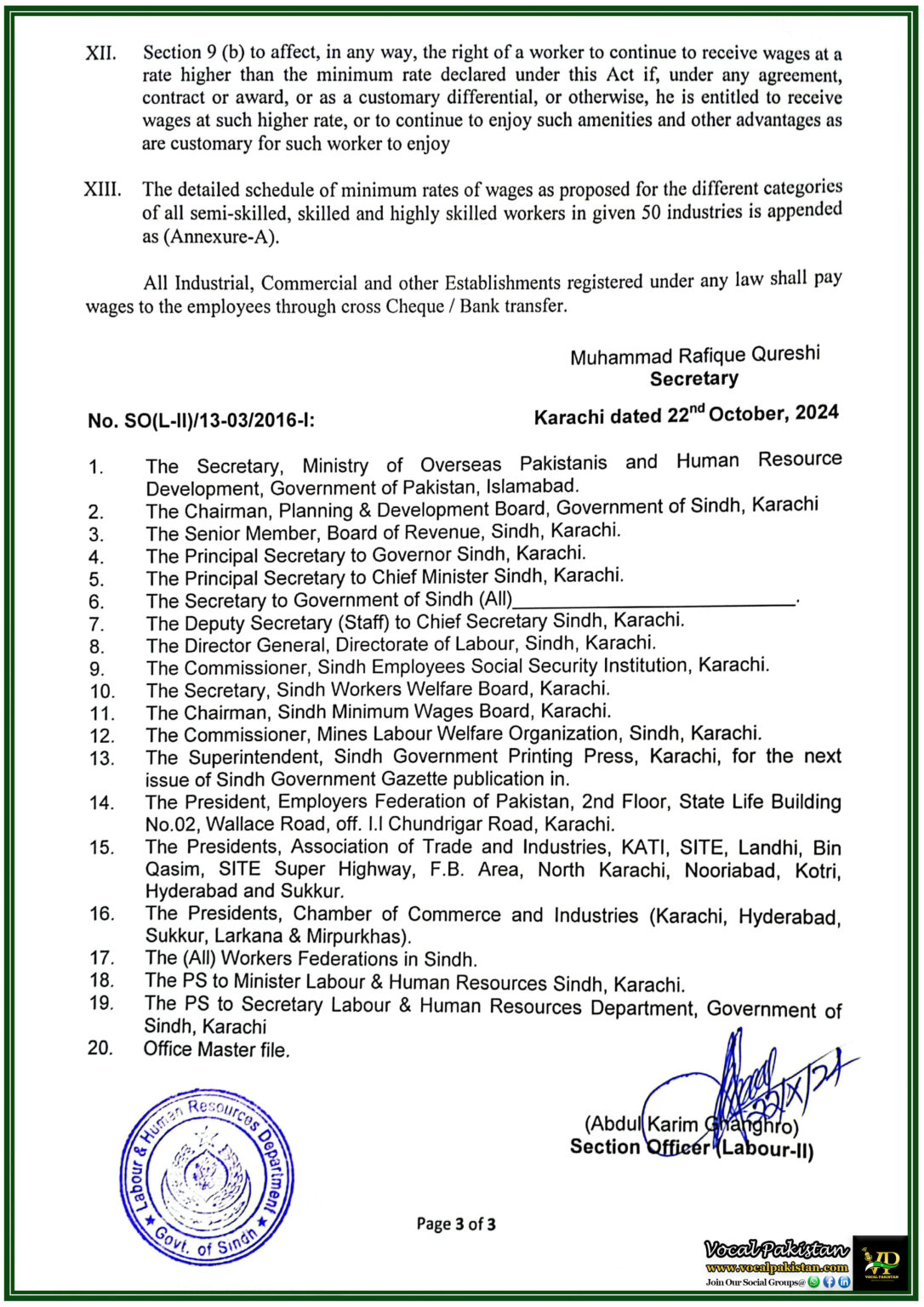 Sindh Government Announces Minimum Wage Increase: Semi-Skilled to Earn ...