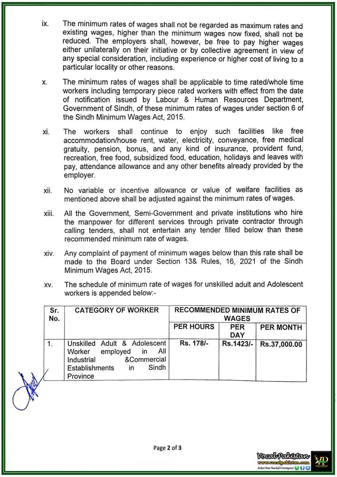 Sindh Labour Department Mandates Rs.37,000 Minimum Wage for Unskilled ...
