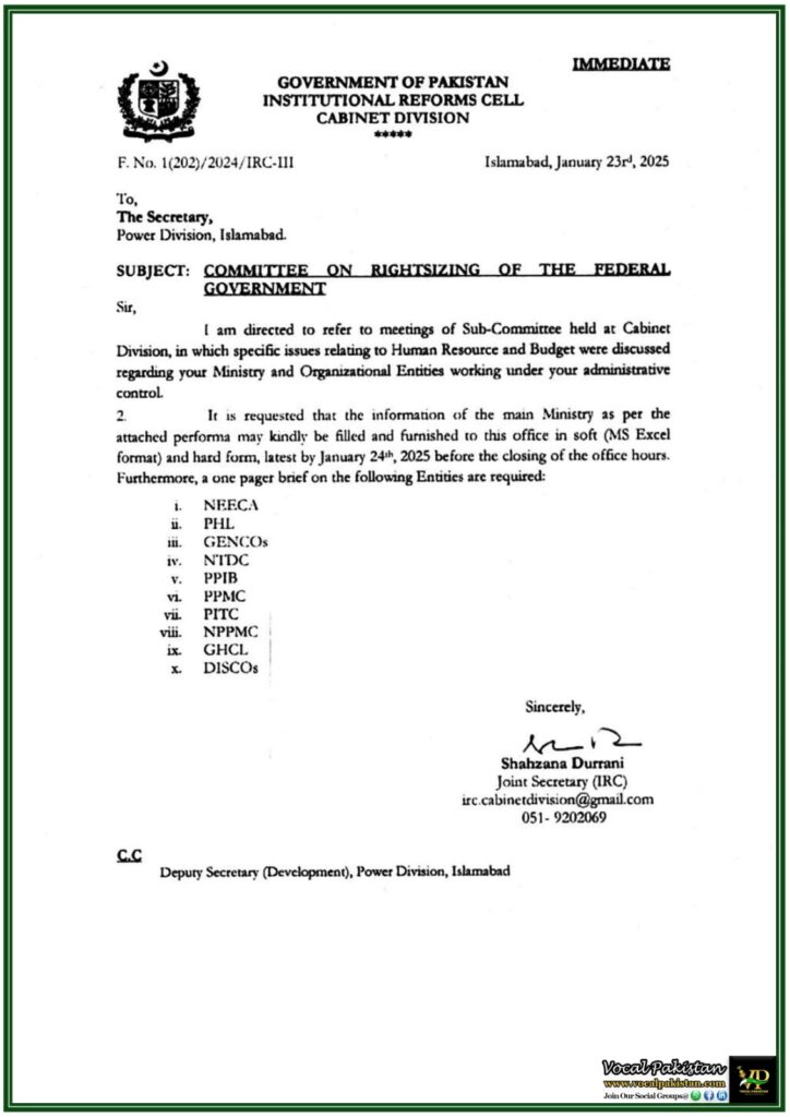 Cabinet Division Urges Timely Submission of Data for Rightsizing Federal Institutions ...