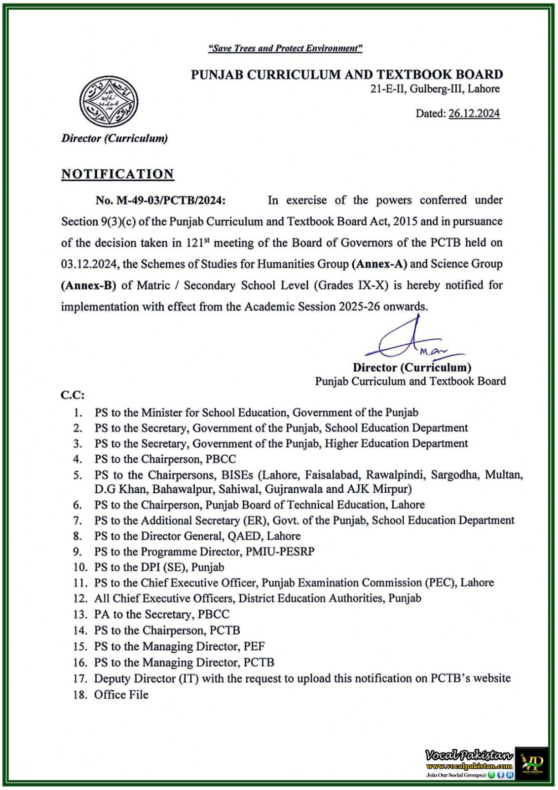 Punjab Curriculum and Textbook Board Announces Updates to Schemes of ...