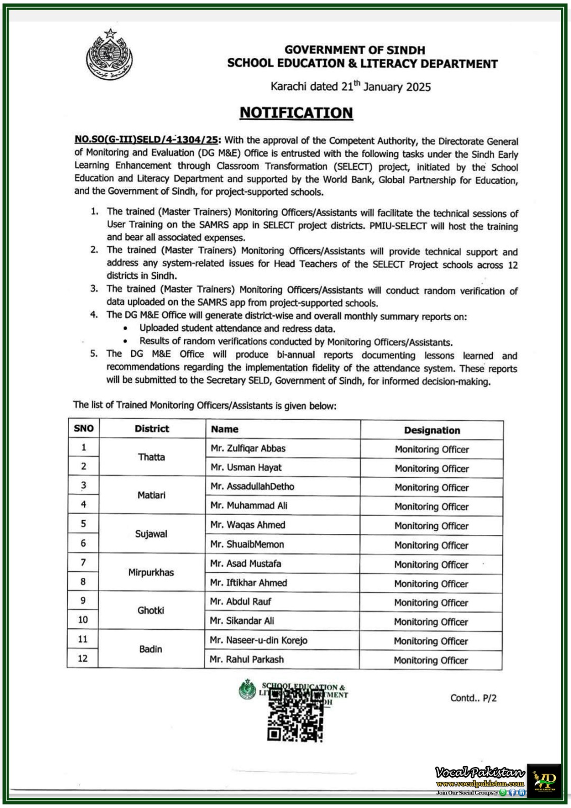 Sindh Government Launches SELECT Project for Early Learning Enhancement ...