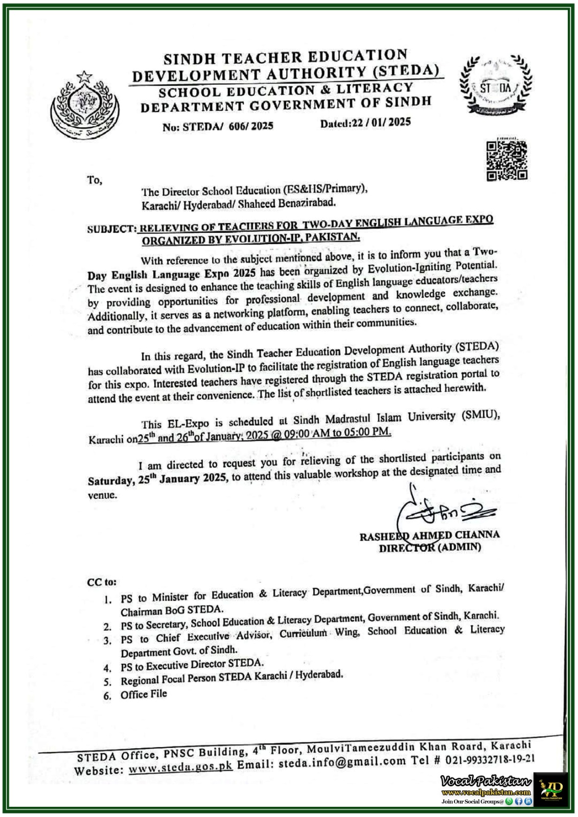 Sindh Teacher Education Development Authority (STEDA) Announces Two-Day ...