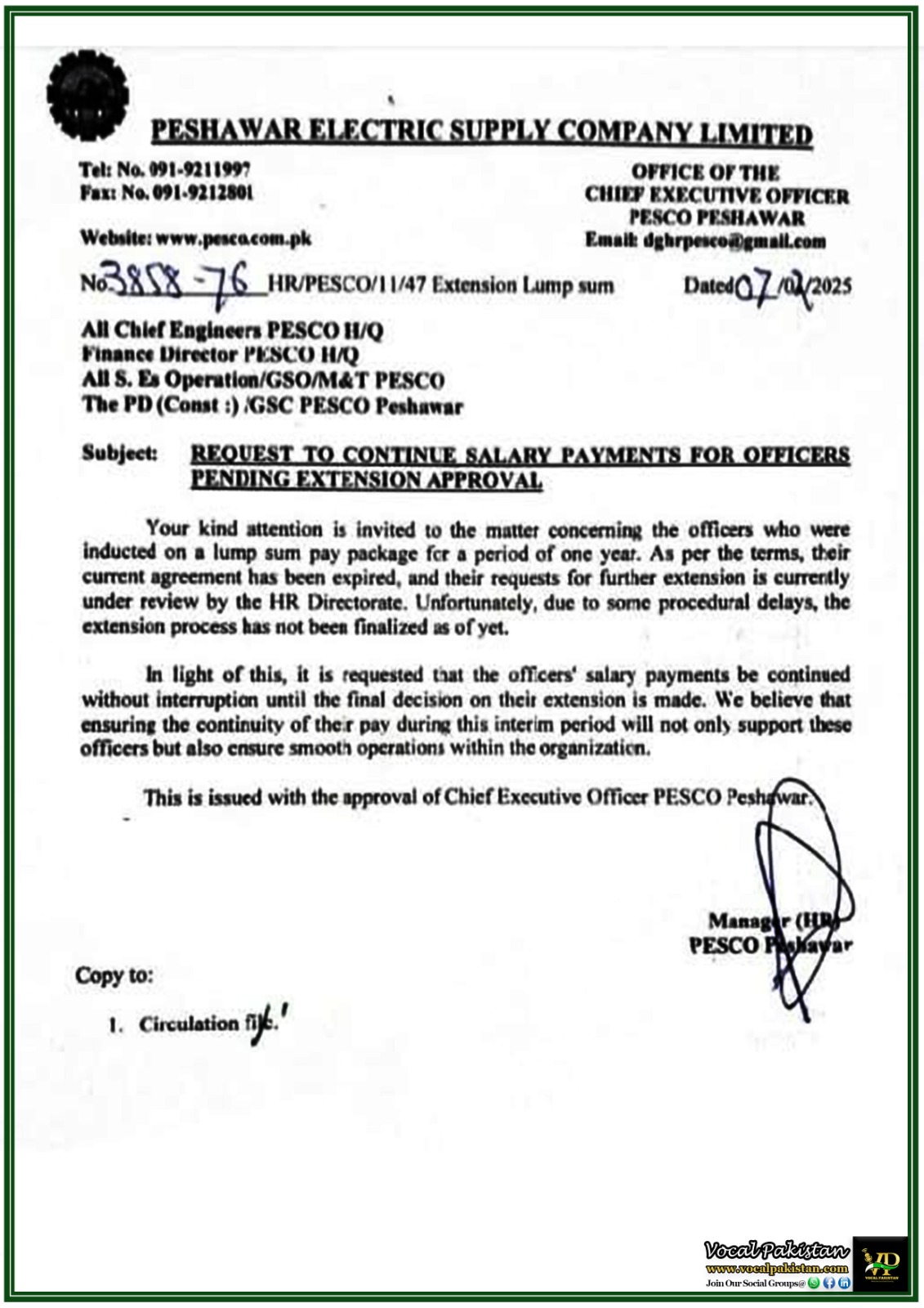 PESCO Requests Continued Salary Payments for Officers Awaiting ...