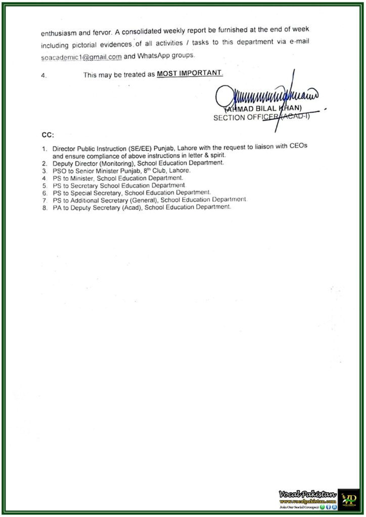 Punjab School Education Department Announces March Theme “Shukar” with Special Activities ...