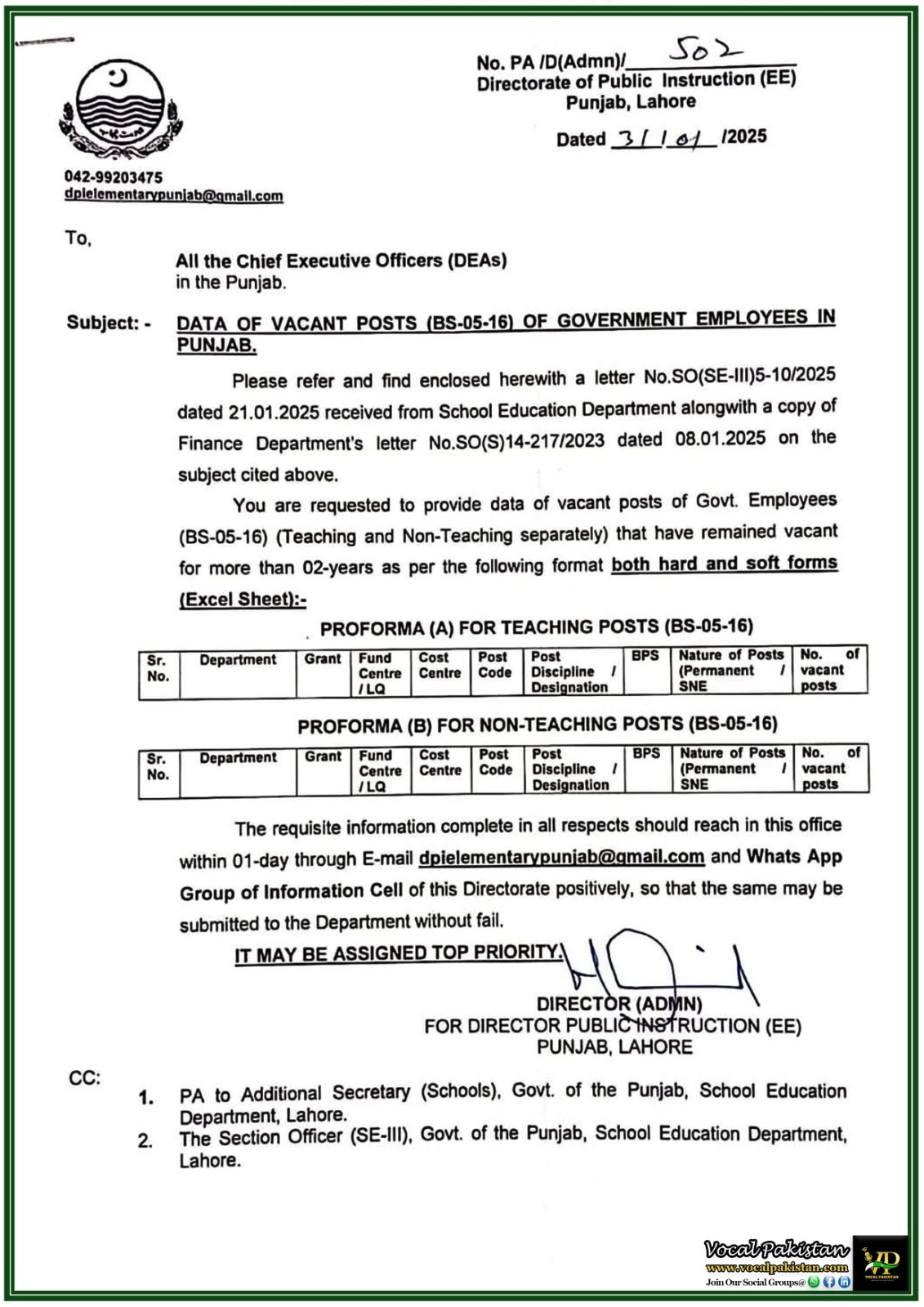 School Education Department Punjab Issues Directive for Immediate ...