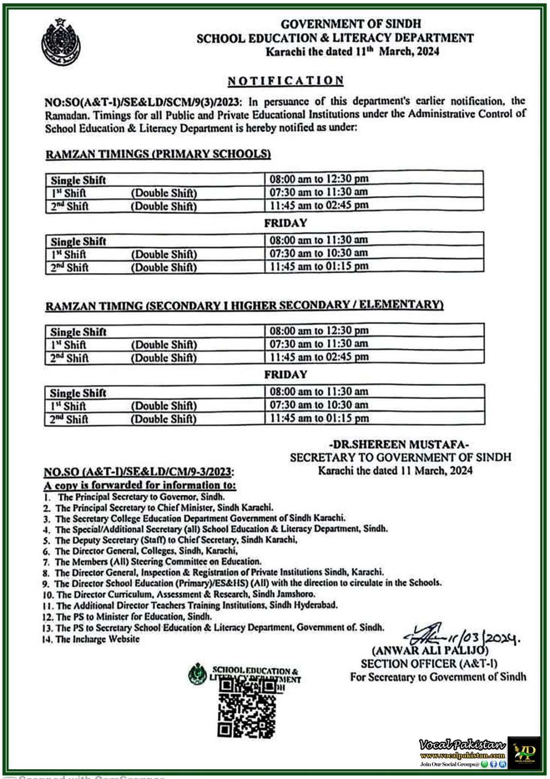 Sindh Government Announces Ramadan School Timings for 2024–Official ...