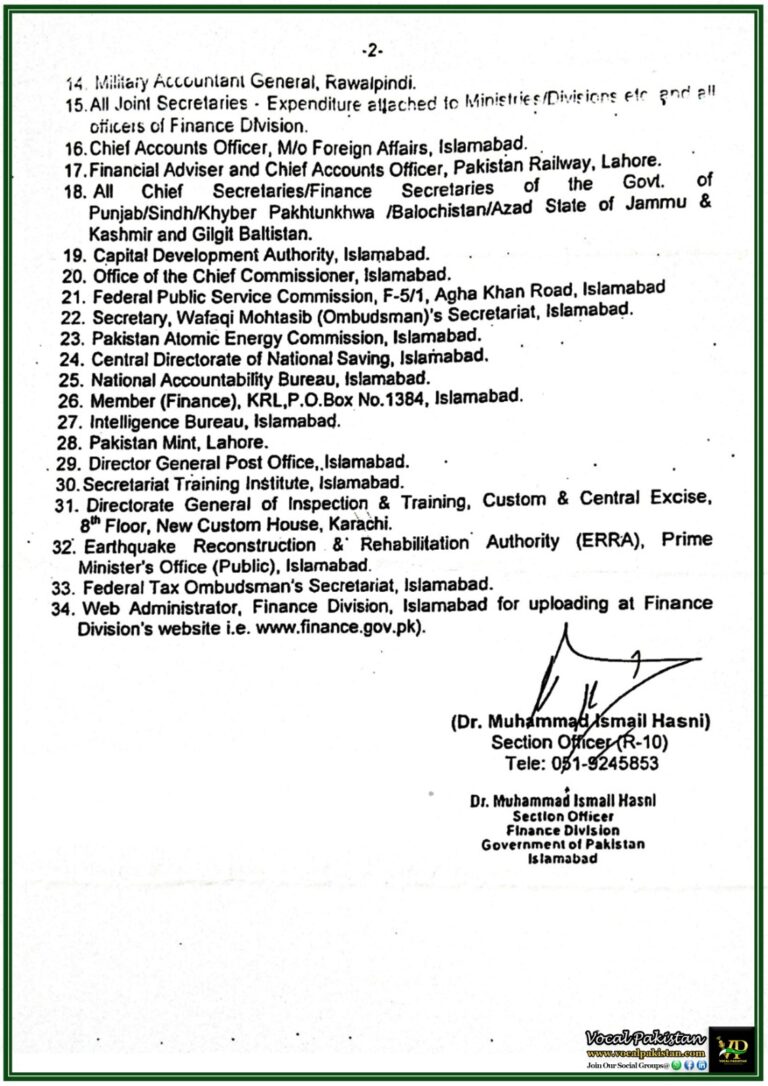 Finance Division Government of Pakistan Issues Notification on ...