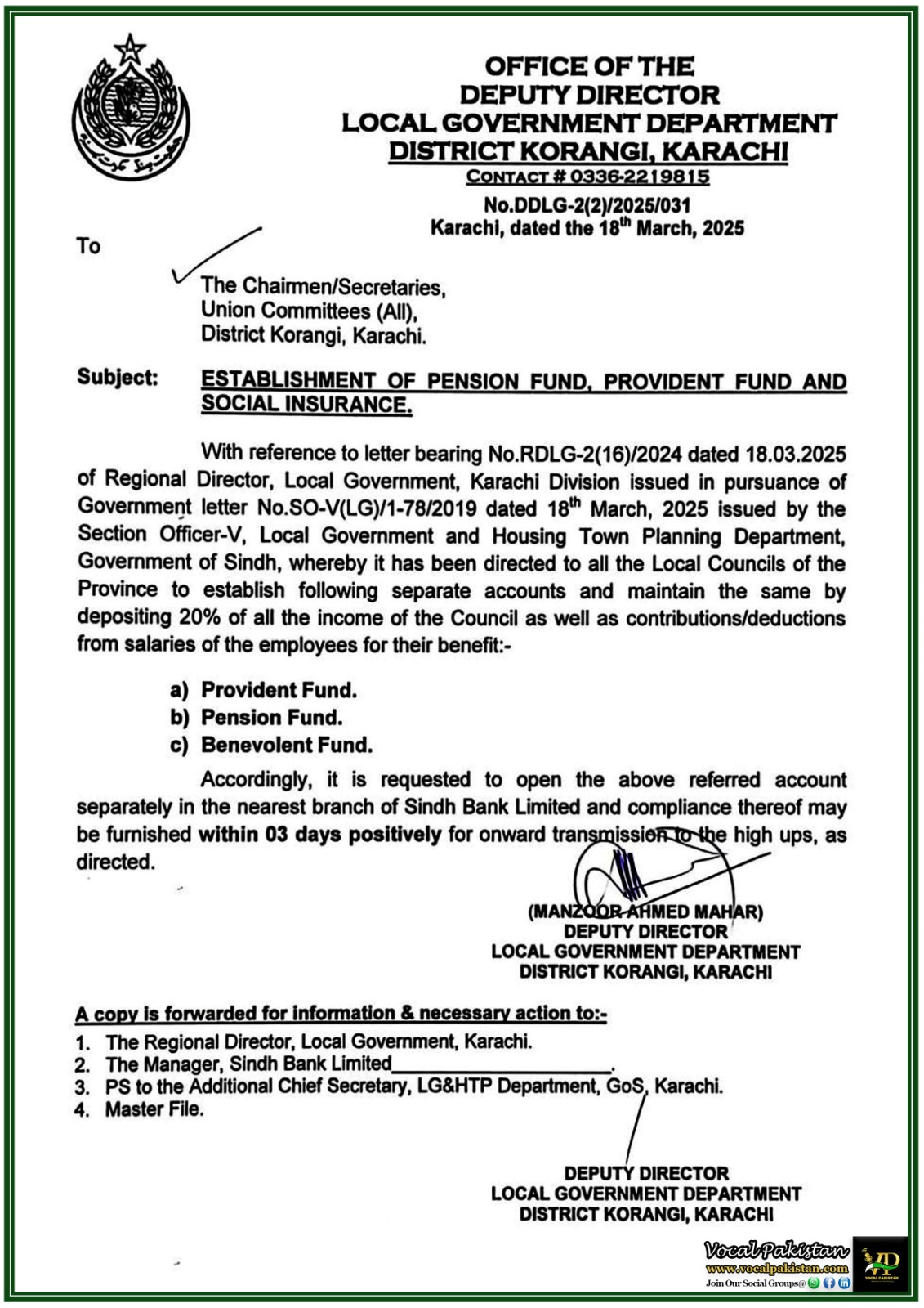 Sindh Government Directs Local Councils to Establish Pension ...