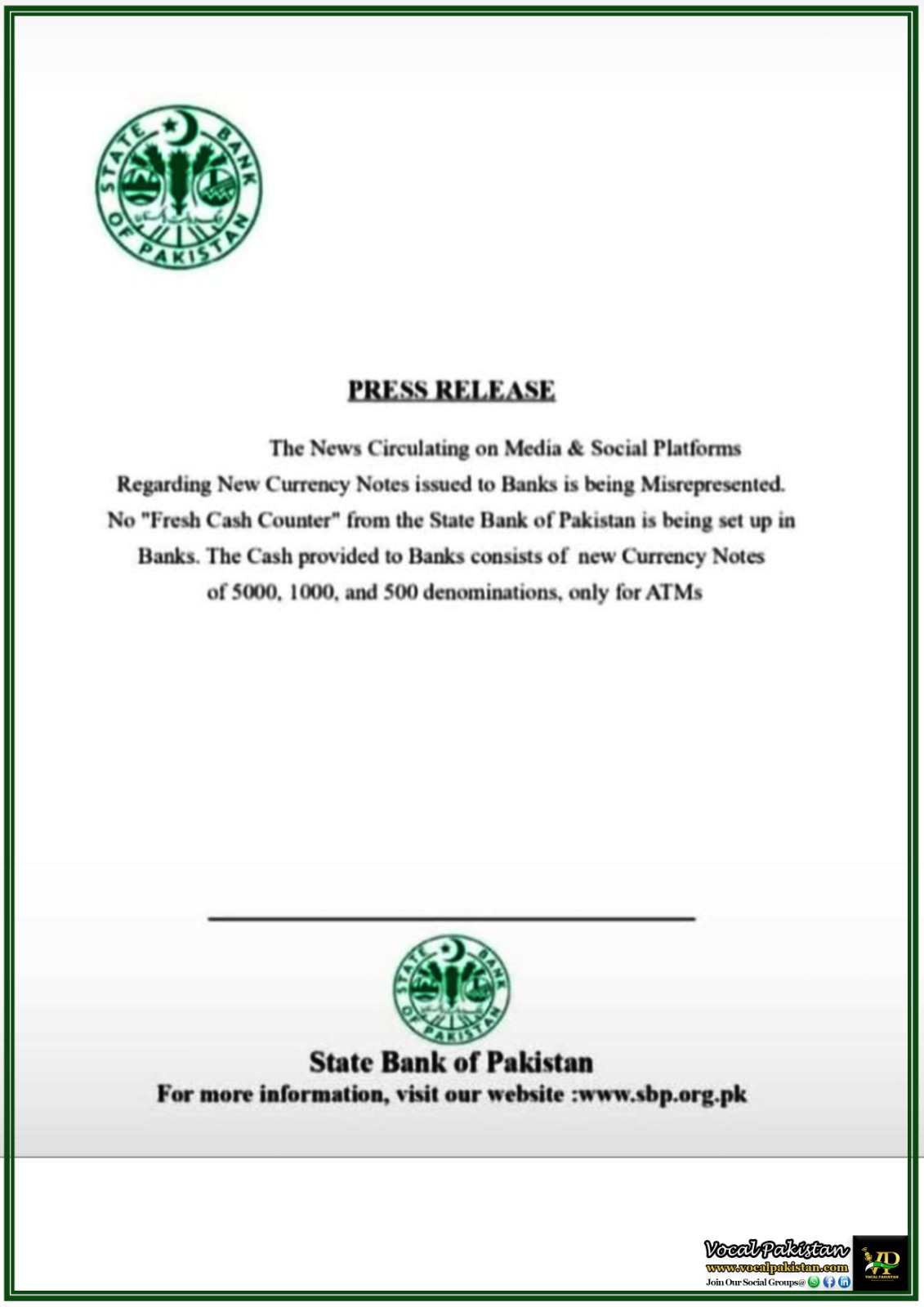 State Bank of Pakistan Clarifies Rumors About New Currency Notes ...