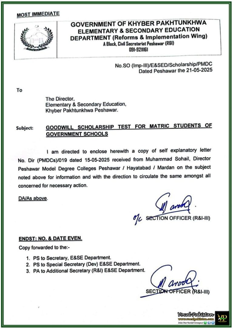 Latest Government Notifications - Vocal Pakistan