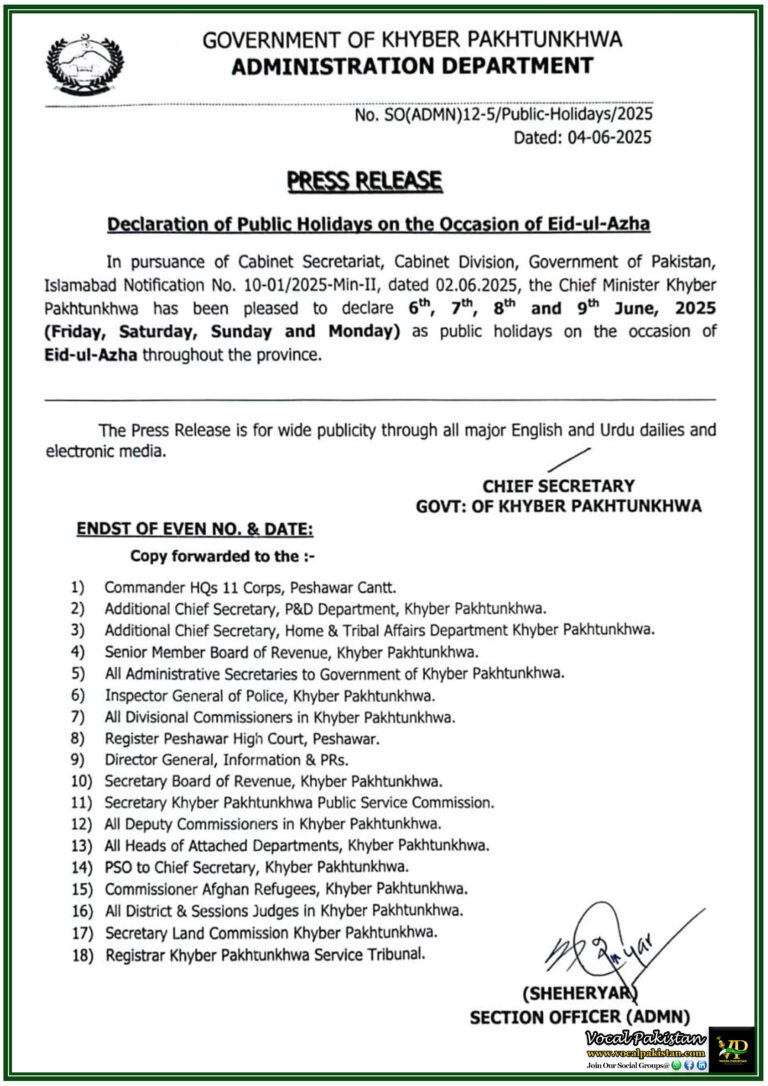 Latest Government Notifications - Vocal Pakistan